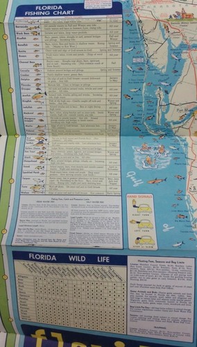 Vtg 1959-1965 Florida Tourgide Vacation Map Gulf Rand McNally Tourist ...