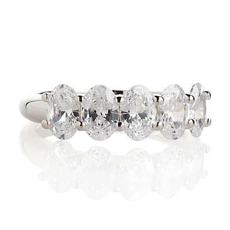 Hsn Sterling Silver Oval Cut Simulated Diamond 5-Stone Wedding Band ...
