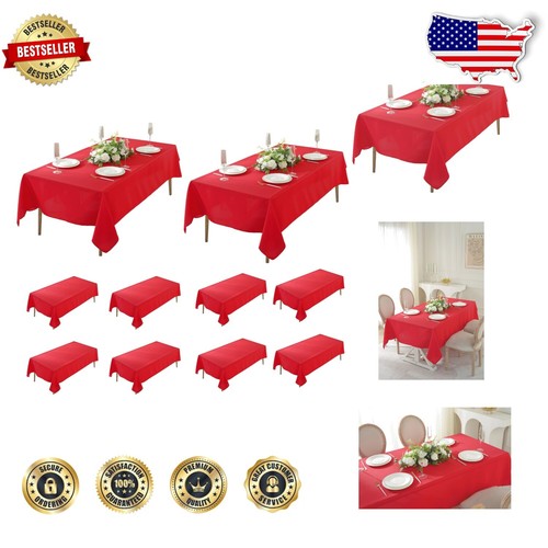10 Pack Wrinkle-Resistant 60x84 Inch Red Polyester Tablecloths for All ...