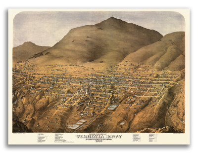 Virginia City Nevada 1875 Historic Panoramic Town Map - 18x24 | eBay