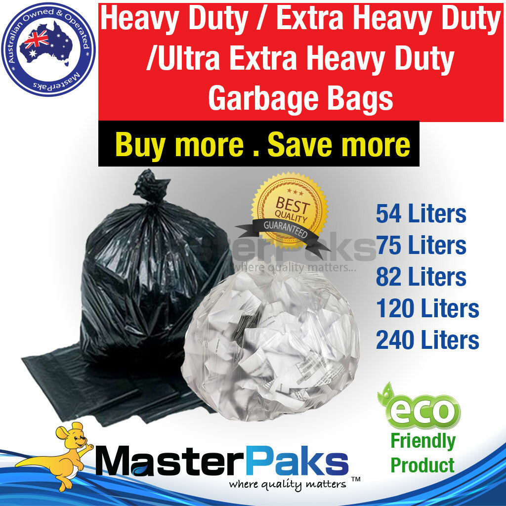Garbage Bags Black/Clear Heavy Duty Premium Home Industrial (54L,82L ...