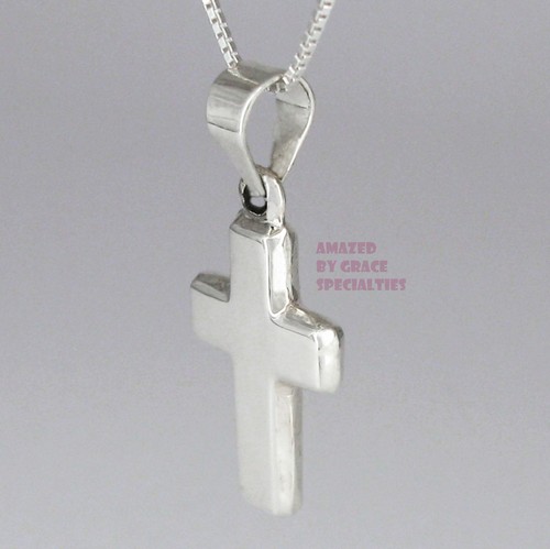 Small Thick Cross in SOLID 925 Sterling Silver with Sterling Chain ...