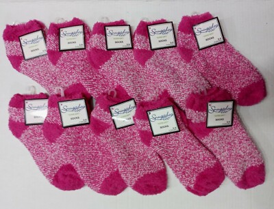 Lot Of 10 Size 5-9 Womens Pink & White Snugadoo Too Super Soft Socks | eBay