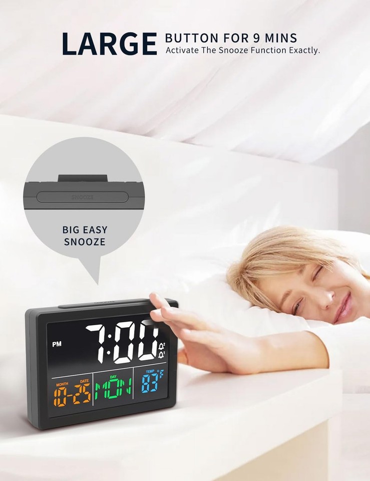 Digital Alarm Clock, with 5.5" Large LED Time Display, Adjustable Alarm ...