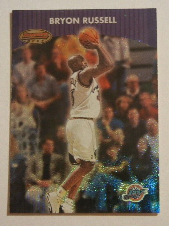 2000-01 BOWMAN'S BEST BASKETBALL CARD #98 BRYON RUSSELL UTAH JAZZ FREE ...