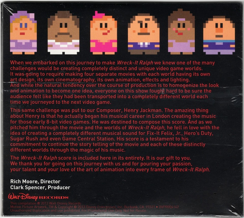 NEW Wreck-It Ralph Complete CD Soundtrack Score Disney Crew Exclusive ...