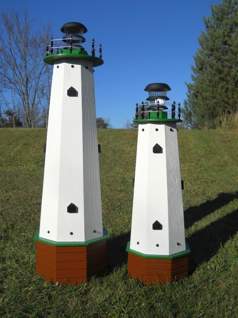 48" Solar Lighthouse Wood Wellhead Cover Garden Ornament - Green ...