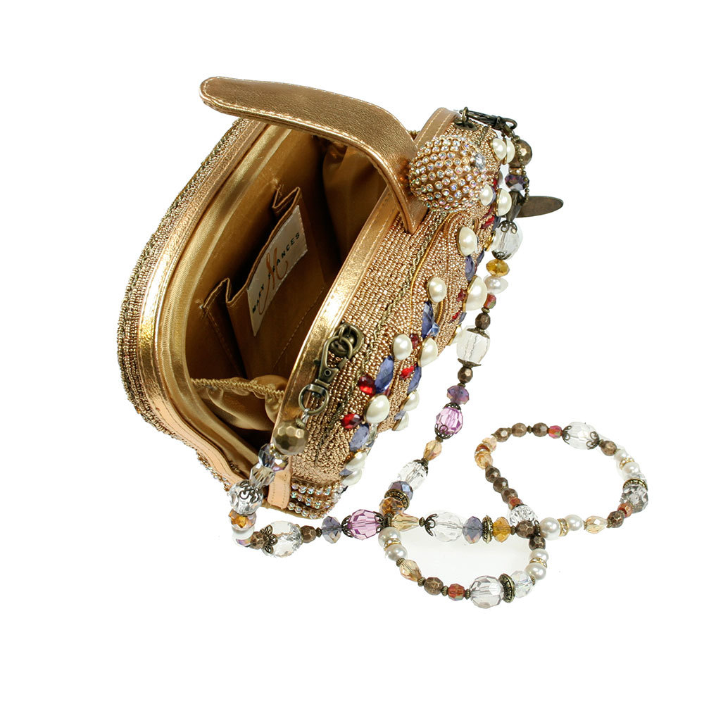 Mary Frances Queendom Crown Queen Gold Evening Bag Purple Bead Handbag ...