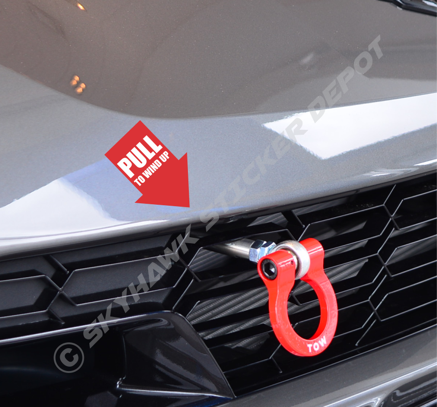 Funny TOW Arrow Vinyl Decal Sticker Pull To Wind Up Car Sticker | eBay