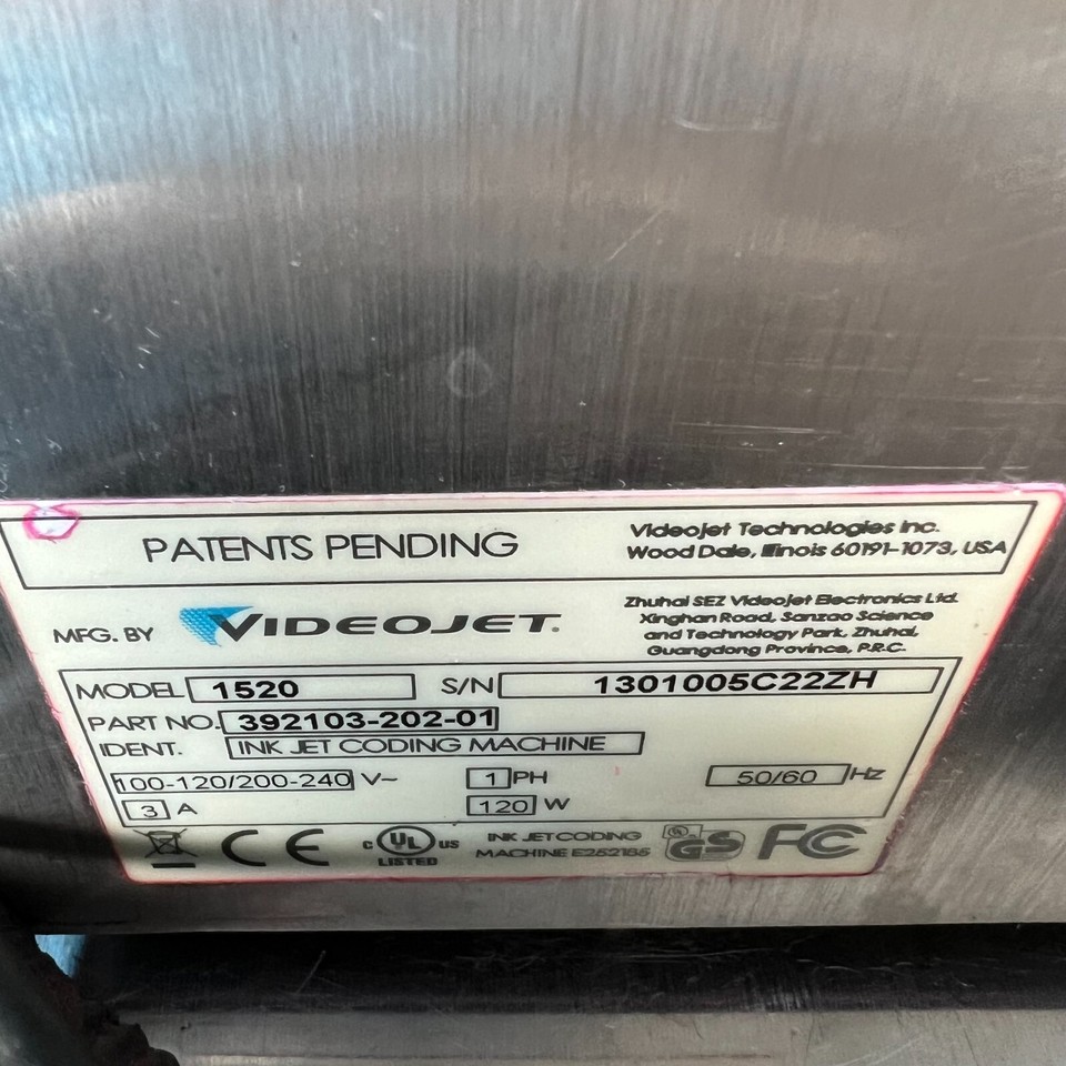 Videojet 1520 Inkjet Industrial Printer Coder Coding QR, Lot, Guarantee ...