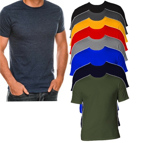 Mens Multipack T Shirts 5 Pack Cotton Plain Short Sleeve Round Crew ...