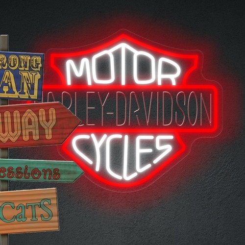 Motorcycle Neon Sign Iconic Motorbike Symbol LED Light MDF Wall Sign ...