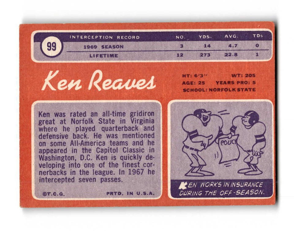 1970 Topps Ken Reaves RC 99 | eBay