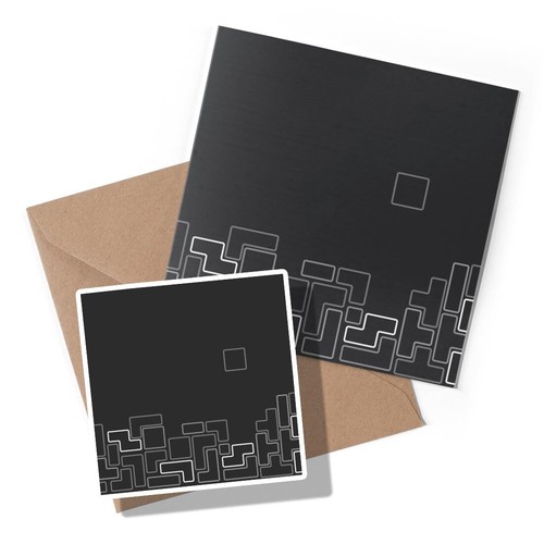 1 x Greeting Card & Sticker Set - BW - Retro Arcade Game Blocks #39564 ...