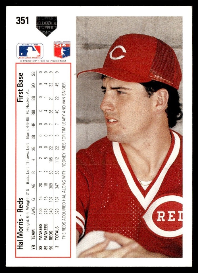 1991 Upper Deck Hal Morris Cincinnati Reds #351 | eBay