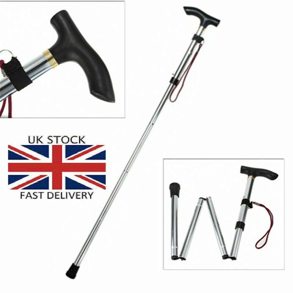 English Walking Sticks And Canes Folding Walking Stick With Glow Grip