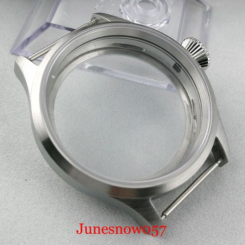 43mm 316L Silver Stainless Steel Watch Case Sapphire Glass fit ETA 6497 ...