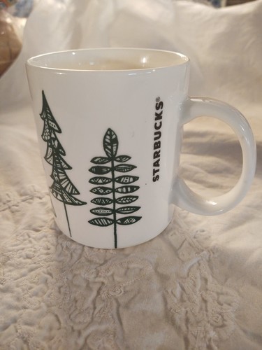 STARBUCKS Christmas Evergreen Trees CERAMIC Coffee Cup Mug 2015, 12 oz ...