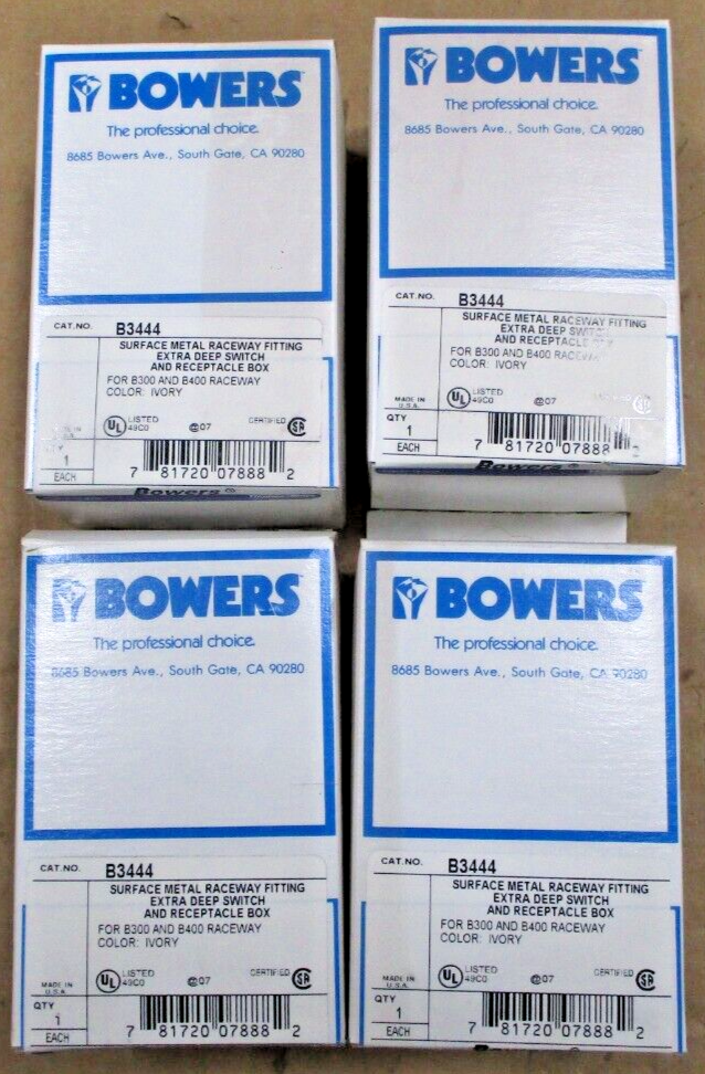 Bowers B3444 Receptacle Box B300 B400 Extra Deep Switch Lot of 4 Pieces ...