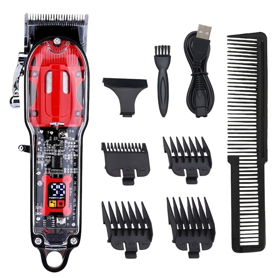 Professional Cordless Electric Transparent Hair Clipper for Men with ...