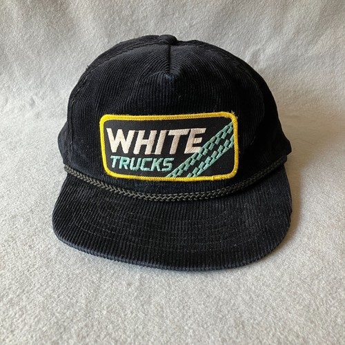 Vintage White Trucks Hat Mens Snapback Black Corduroy Cord Youngan Cap ...