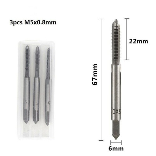 3Pcs M5 x 0.8mm HSS CNC Metric Hand Tap Set Straight Flute Thread Tap ...