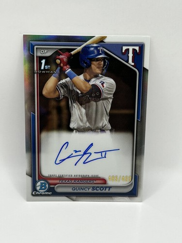 2024 Bowman Chrome Quincy Scott 1st Refractor Auto /499 Rangers CPA-QS ...