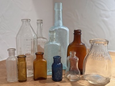 Vintage / Antique Glass Bottle Lot – Mixed Collection (Pyrex, Medicine ...