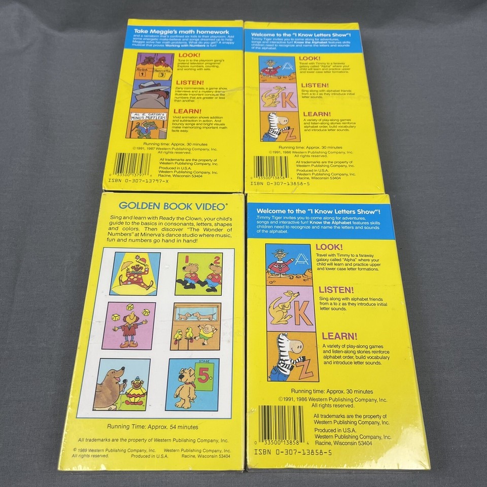 Golden Book Step Ahead Lot of 4 VHS Tapes New Math Alphabet Read | eBay