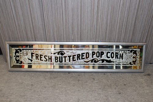 Antique Fresh Buttered Popcorn Reverse Painted Glass Sign Framed | eBay
