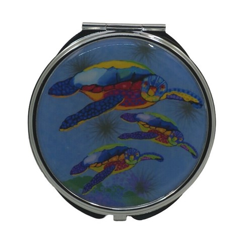 Turtles, Colorful Turtles, Large Pill Box, Mirror, Three Sectioned Pill ...