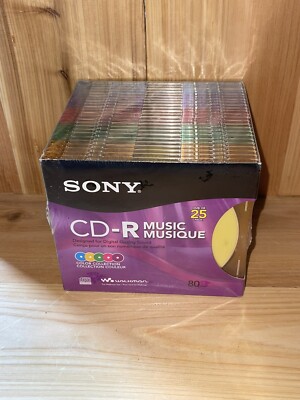 Sony CD-R Music Blank CD’s 25 Pack Slim Color Jewel Cases 80 Min ...