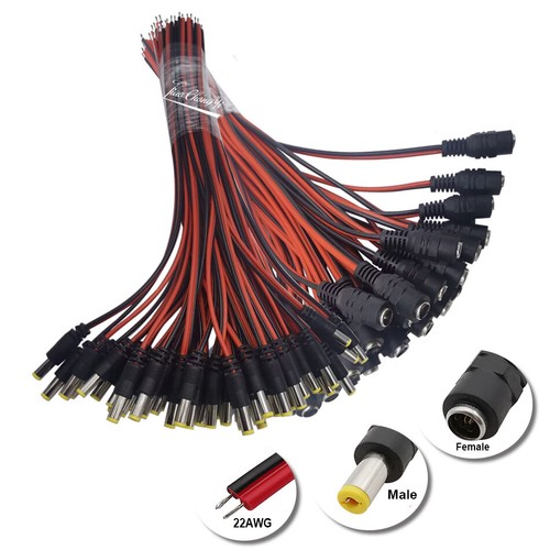 12V Female Male DC Power Socket Jack Plug Connector 5.5x2.1mm Cable ...