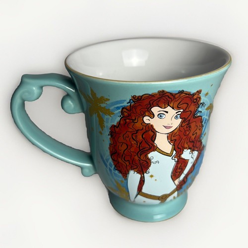 Disney Princess Merida Mug Brave Movie Ceramic Cup Blue Gold Trim ...