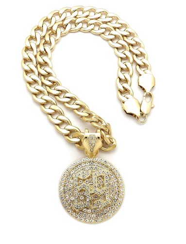 NEW RAPPER 69 SPINNER PENDANT 11mm/20" CUBAN CHAIN HIP HOP NECKLACES ...