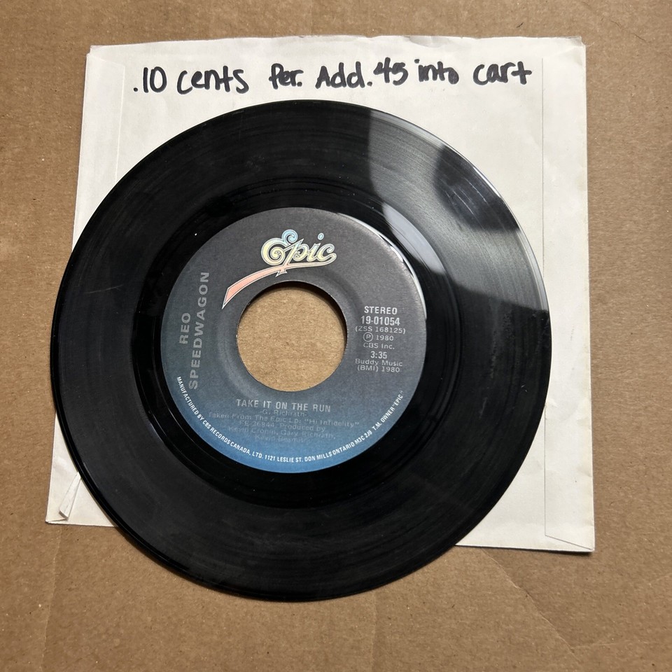 Reo Speedwagon Take It On The Run/Someone Tonight 1980 Epic 45 add ship ...