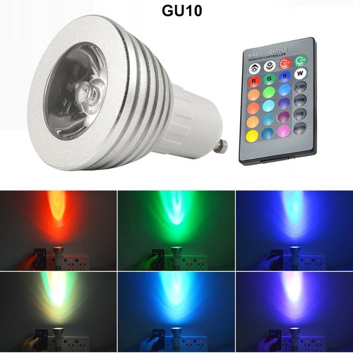 GU10 3W 16 Color LED RGB Magic spot Light Bulb Lamp 25 Led Mini ...