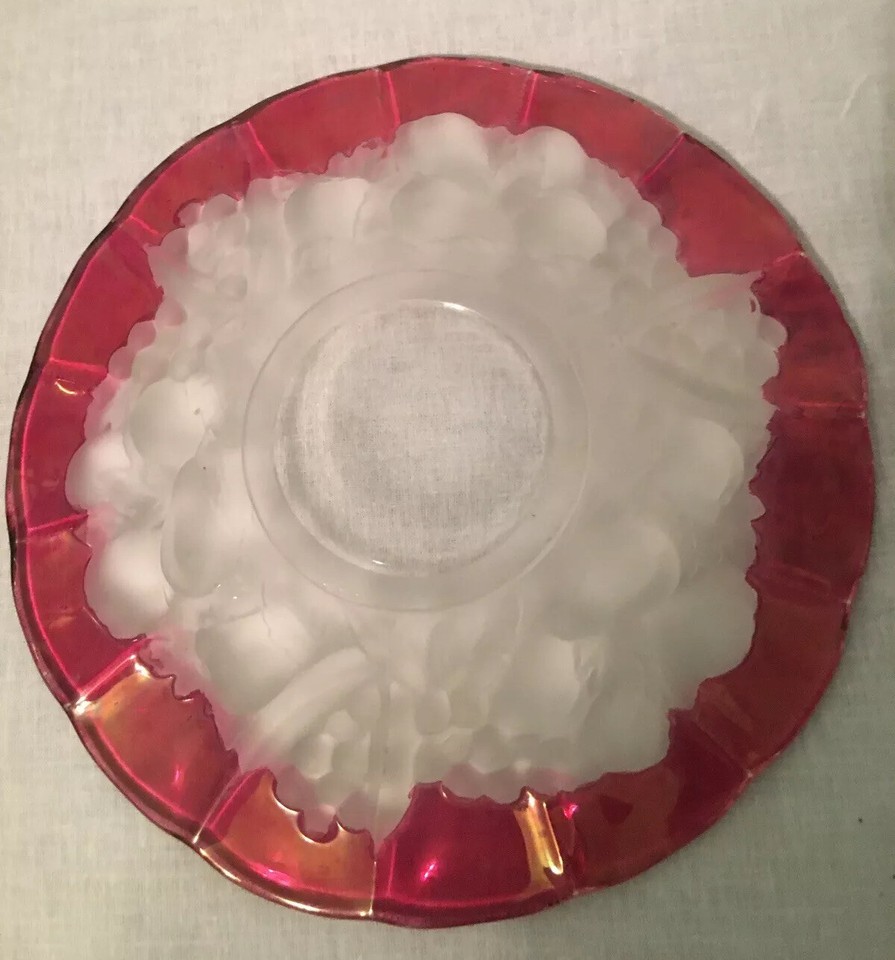 Vintage Indiana Glass Garland Ruby Flash Bread/Dessert 4 Plates Unique ...