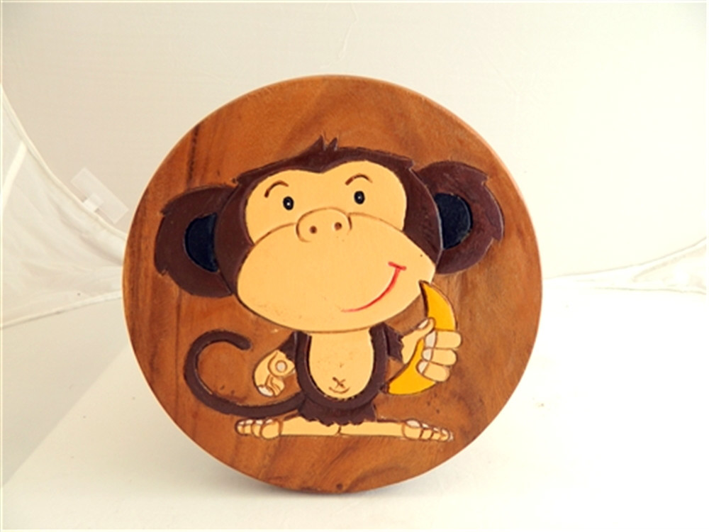 Childs Childrens Wooden Stool - Monkey Step Stool | eBay UK