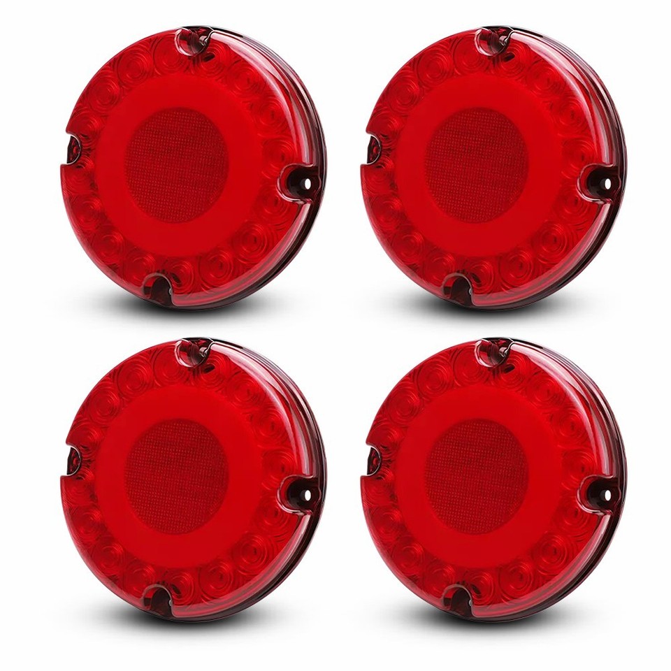 4X 7inch Red Round LED Trailer Truck Bus Tail Light Stop Turn Signal ...