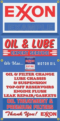 EXXON LUBE OIL CHANGE GAS SERVICE STATION OLD SIGN REMAKE BANNER SIZE ...