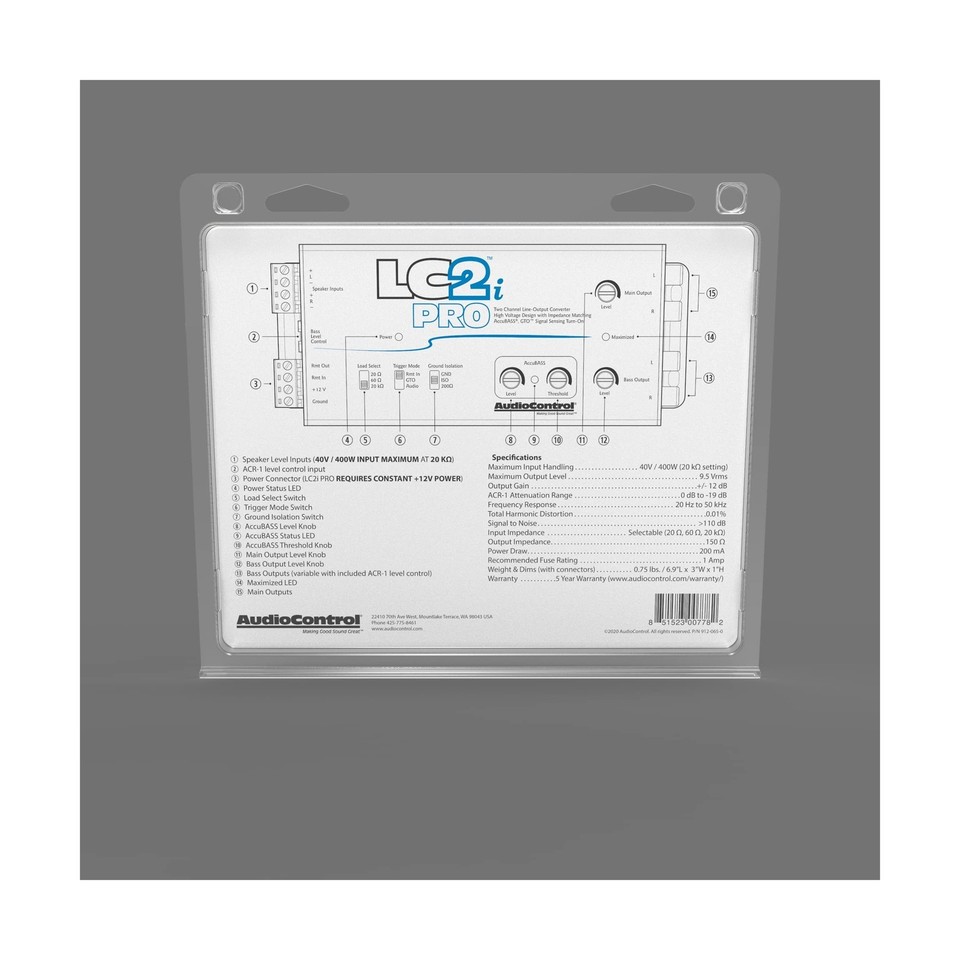 AudioControl LC2i PRO 2-Channel Line Output Converter with Wireless Qi ...