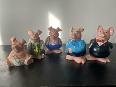 Full Set Of 5 x NatWest Wade Pigs Family - Piggy Banks/Money Boxes ...