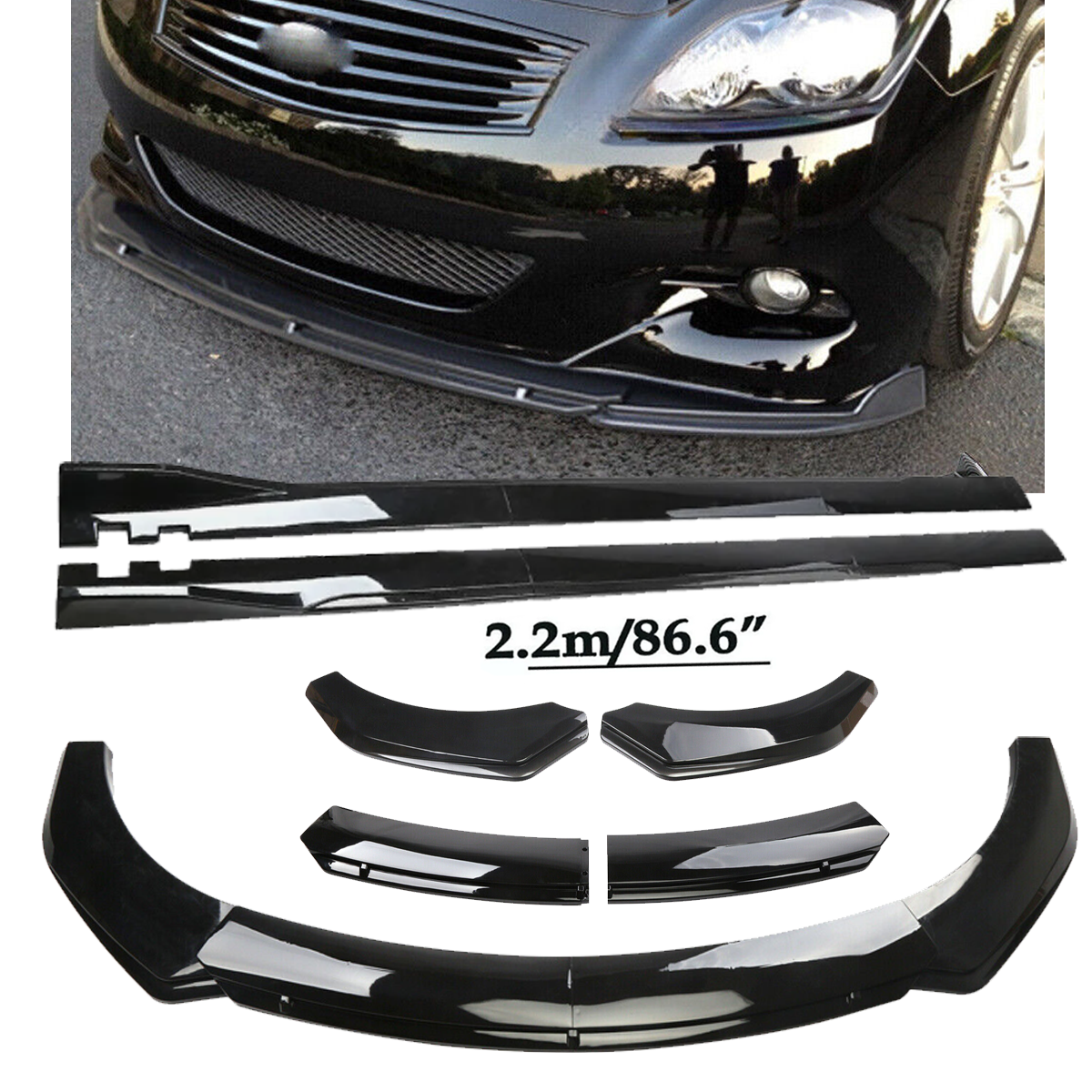 Gloss Black Front Lower Bumper Lip Splitter Spoiler For Infiniti G37 ...