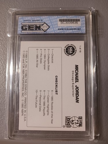 1986 Star Michael Jordan #1 Michael Jordan Rookie Card GEM MINT GRADING ...
