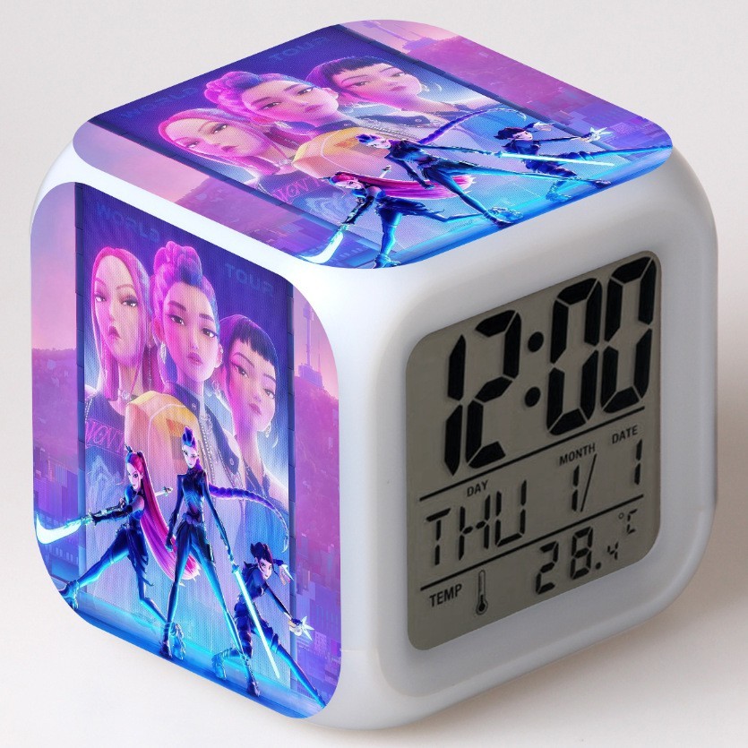 2025 KPop demon hunters Alarm Clock 7-Color Changing LED Night Light ...
