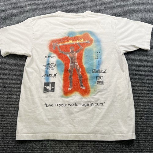 Travis Scott X Fortnite Rage Emote CACTUS JACK White T-Shirt Men’s Size ...