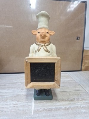 Vintage 14.5” French Ceramic Chef Pig Holding Chalkboard Sign Kitchen ...