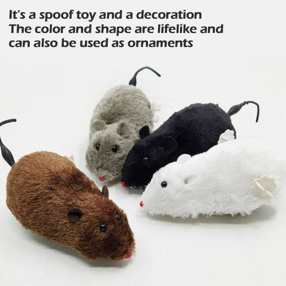 2X 1PCS Creative Funny Clockwork Plush Mouse Fake Mouse Play Squeak Cat ...