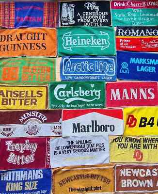 VINTAGE BAR TOWEL BEER CLOTHS MATS RETRO MANCAVE PUB LAGER ALE BITTER ...